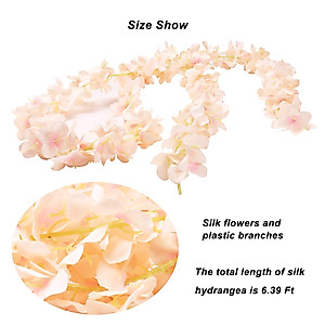Homcomoda 4PC Artificial Silk Hydrangea Flower Hanging Wisteria Cattleya Vine Garland Each 200 Flower Spray Arrangements for Wedding Wreath Home Garden Party Decor (Light Pink)