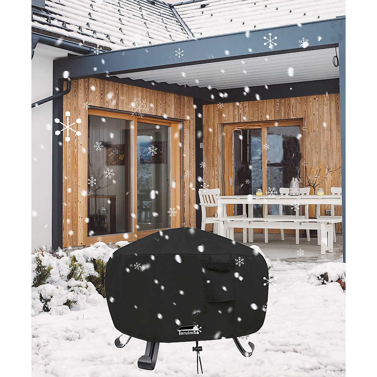 Taruimoo Fire Pit Cover Round for Fire Pit 22- 48 Inch,Outdoor Full Coverage Patio Round Firepit Cover with Built-in Vents ,Waterproof Dustproof Anti UV and Tear Resistant (36" D x 22" H)