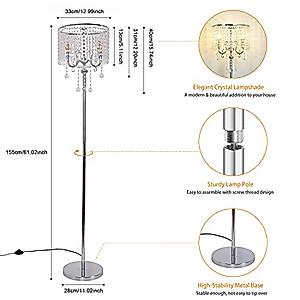 beaysyty Elegant Floor Lamp for Living Room Modern Crystal Stacked Ball Floor Lamp Bedroom Reading Chrome Finish Crystal Shade 2-Light