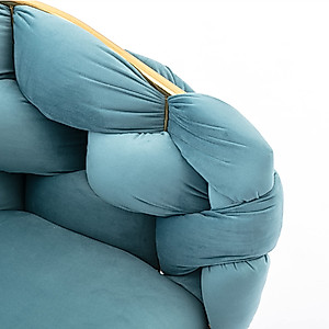 INMOZATA Velvet Dining Chairs Modern Accent Chair for Living Room Velvet Vanity Chair for Bedroom Furniture Decorative Tufted Backrest Reading Chair with Gold Legs,Blue