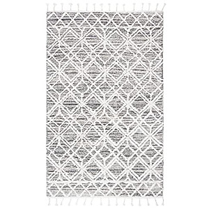 SAFAVIEH Casablanca Shag Collection 5' x 8' Grey/Ivory CSB459F Handmade Moroccan Tassel Wool Area Rug