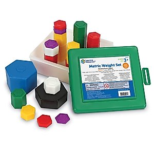 Learning Resources Metric Weight Set, Set of 58 Weights, 1g, 5g, 10g, 20g, 100g, 500g, 1000g