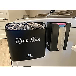 A.J.A. & MORE Lint Holder Bin and Dryer Sheet Dispenser Magnetic for Laundry Room Organization (Matte Black)