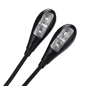 Toxz Mini Portable LED Double Arms Desk Table Lamp with Clip,Battery/USB Powered,Reading Light,Adjustable Brightness,Protect Eyes