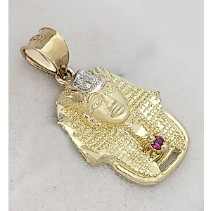 AMZ Jewelry 10k Yellow Gold Egyptian Pharaoh Pendant Gold Pharaoh Head Charm For Necklace