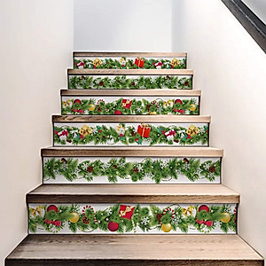 AMAZING WALL Christmas Printed Stairs Self Adhesive Decoration Wall Sticker 6pcs