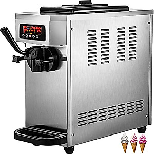 VEVOR Commercial Ice Cream Maker Mchine For Home,4.7 to 5.3 Gal/H Soft Serve Machine,1500W Countertop Soft Serve Ice Cream Machine with 1.6Gal Tank, LCD Panel, 6 Magic Heads