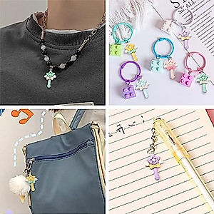 LiQunSweet 30 Pcs 5 Colors Opaque Resin Star Magic Stick Charms Magic Wand Fairy Tale Charms for Birthday Party Halloween Christmas Princess Cosplay