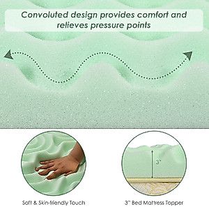 Giantex 3 Inch Queen Mattress Topper, Mattress Pad for All-Night Comfy, 5-Zone Bed Topper, Pressure Relief Mattress, Dorm Foam Topper