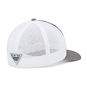 Columbia Unisex PFG Mesh Fish Flag Ball Cap, Titanium/White, S/M