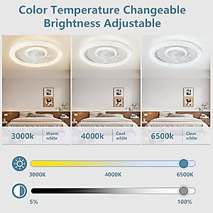 Ceiling Fans with Lights and Remote,20" Low Profile Ceiling Fans DC Quiet Motor Smart 3 Light Color Change and 6 Speeds Modern Flush Mount Ceiling Fan with Light for Living Room Bedroom