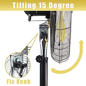 HiCFM 8300 CFM 30 inch Heavy Duty High Velocity Pedestal Oscillating Fan with Powerful 1/3 HP Motor, Ball Bearing, 9 Feet Cord & Turbo Yellow Blade - UL Listed