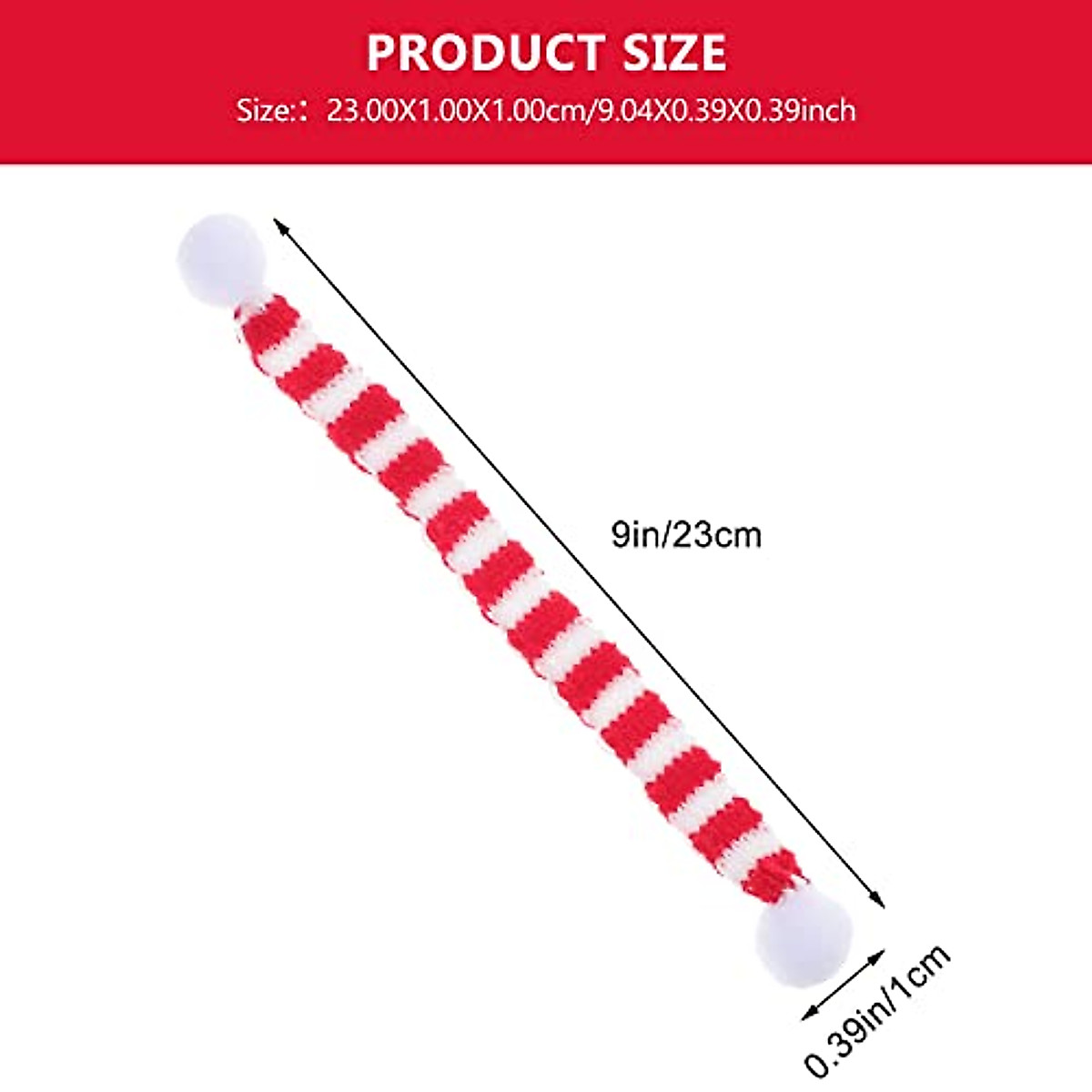 LUOZZY 18Pcs Christmas Mini Knit Scarf Miniature Snowman Scarf Mini Doll Scarf Mini Santa Claus Scarf Christmas Knitted Scarf for Wine Bottle Christmas Party Supplies (Red White, 1 * 23cm)