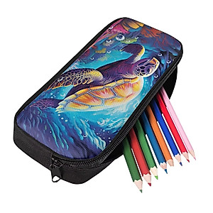 Drnuikhe Sea Turtle Large Capacity Pencil Pouch for Boys Girls, Pencil Case for Girls Teen Boys,Office Desk Soft Organizers Small Makeup Bag