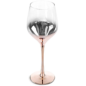MyGift White Wine Glasses Set of 4, Ombre Rose Gold Colored Wine Glasses Stemware