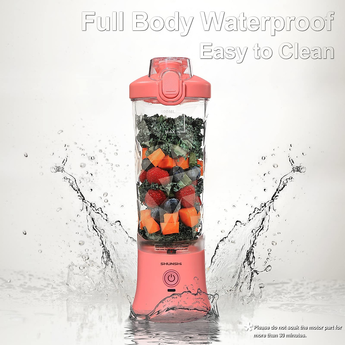 2 Portable Blender, Personal Size Blender for Shakes and Smoothies with 6 Blades Mini Blender 20 Oz for Kitchen,Home,Travel(Pink+Black)