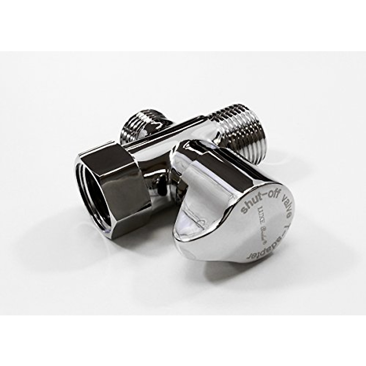 Luxe Bidet Metal T-adapter with Shut-off Valve, Winged 3-way Tee Connector, Chrome Finish, for Luxe Neo Bidets
