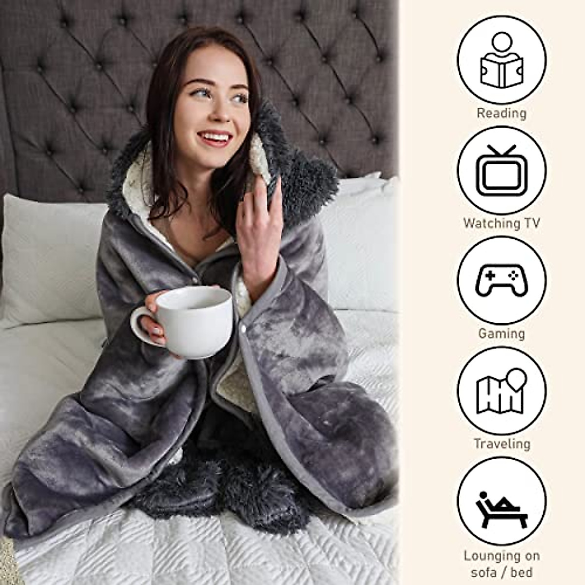 Penguin Wearable Hooded Blanket - Warm & Cozy Oversized Blanket Hoodie with Hand Gloves- Soft Plush Premium Sherpa and Flannel Fleece Hoodie Blanket - Penguin Gifts for Women Adults and Kids