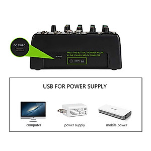 Professional Audio Mixer, ALPOWL Sound Board Console System, Interface 4 Channel Digital USB Bluetooth MP3 Computer Input 48V Phantom Power Stereo DJ Studio Streaming FX 16-Bit DSP Processor