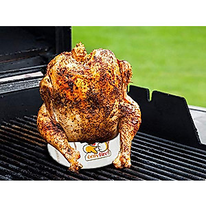 only fire Ceramic Beer Can Chicken Roaster Vertical Poultry Chicken Cooking BBQ Accessories Great for Grill, Oven or Smoker