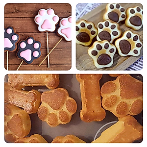 Hottion 8PCS Dog Bone and Dog Paw Print Cookie Cutters Set, Metal 4 Sizes Dog Bone Paw Shape Cookie Cutters, Dog Theme Party Cookie Cutter Dog Treats Cutters Molds for Homemade Treats Baking