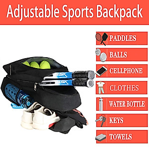 ACOSEN Tennis Bag Tennis Backpack - Large Tennis Bags for Women and Men to Hold Tennis Racket,Pickleball Paddles, Badminton Racquet, Squash Racquet,Balls and Other Accessories (Black)