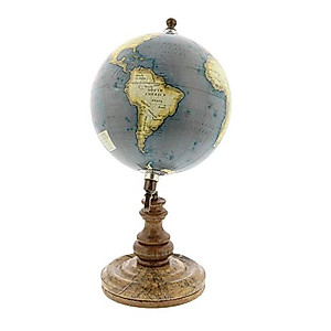 Deco 79 Plastic Globe with Wood Base, 5" x 5" x 10", Brown