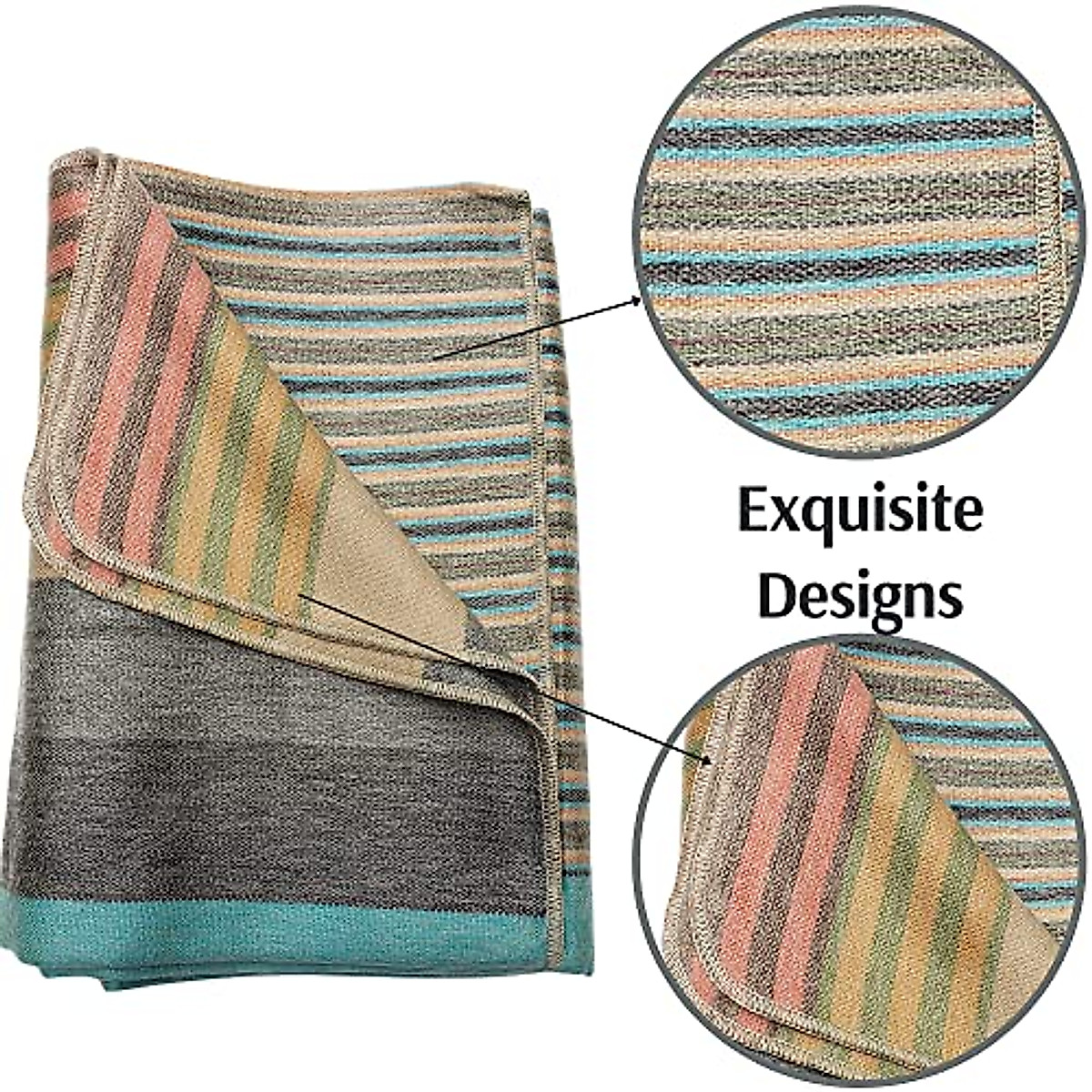 DAVLINA, Alpaca Wool Throw Blanket | 67" x 95" | Super Soft, Lightweight, Breathable and Hypoallergenic | Non-Itchy or Scratchy