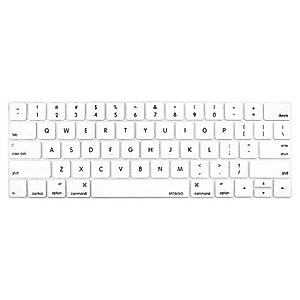 MOSISO Keyboard Cover Compatible with MacBook Pro with Touch Bar 13 and 15 inch 2019 2018 2017 2016 (Model: A2159, A1989, A1990, A1706, A1707), Silicone Skin Protector, White