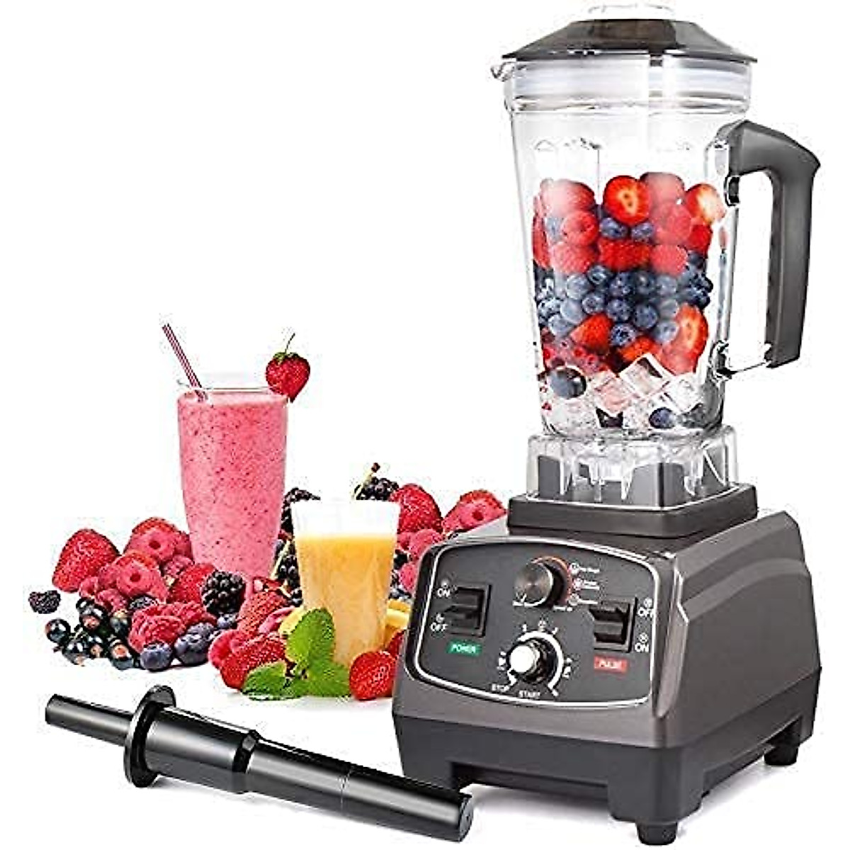 BATEERUN Blender Professional Countertop Blender with Tool, 2200W High Speed Smoothie Blender for Shakes and Smoothies, commercial blender easy to disassemble the blade