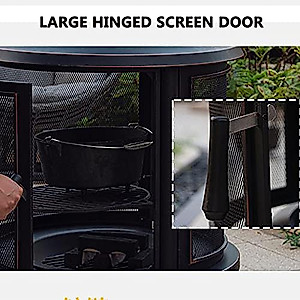 JinKeHong Cast Iron Wood Burning Stove, Wood Cook Stove with Large Firebox with Rain Cover, 3-Speed Adjustable Cast Iron Grill, for Outdoor Patio Home Garden Business
