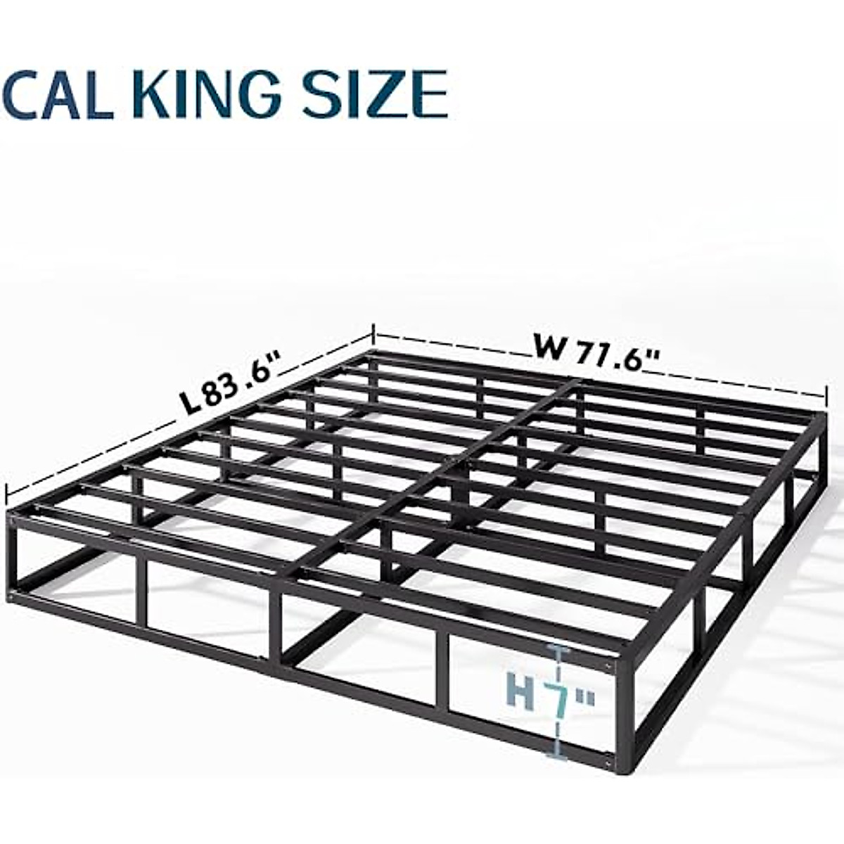 EZBeds California King Box Spring, 7 inch Metal California King Box Spring Only, Mattress Foundation Cali-King Box Spring with Fabric Cover, Easy Assembly, Noise Free, Non Slip