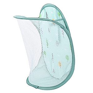 DOITOOL Collapsible Laundry Baskets Hanging Laundry Hamper, Cute Cartoon Pattern Foldable - up Mesh Hamper Dirty Clothes Basket with Carry Handles, Bathrom Dirty Clothes Hamper Green Rv Storage