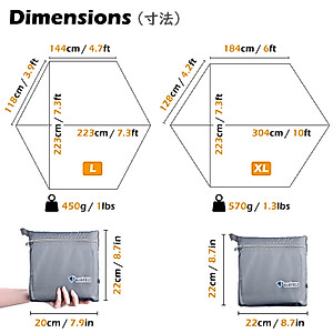TRIWONDER Camping Tarp Waterproof Tent Footprint Hammock Rain Fly Cover Ground Cloth Small Lightweight Tent Floor Mat Camp Shelter Canopy for Hiking Backpacking Outdoor (Grey - L)