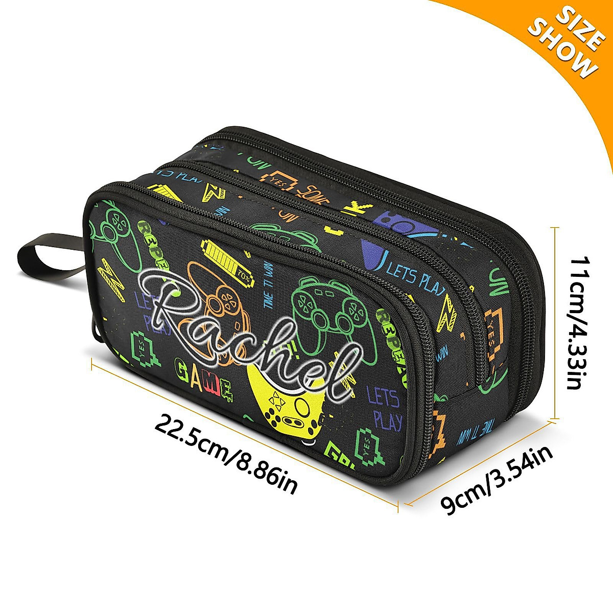 Joysticks Video Game Custom Large Capacity Pen Pencil Case Pouch for Adults Kids Personalized Durable Stationery Bag with Sturdy Zipper & 3 Compartments Pencil Box for Student Teen College Office
