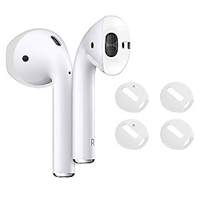 DamonLight (Fit in The case) Airpods Earpods Covers Anti-Slip Silicone Soft Sport Covers Accessories for AirPods Earbud AirPods Ear Tips 2 Pairs (White)
