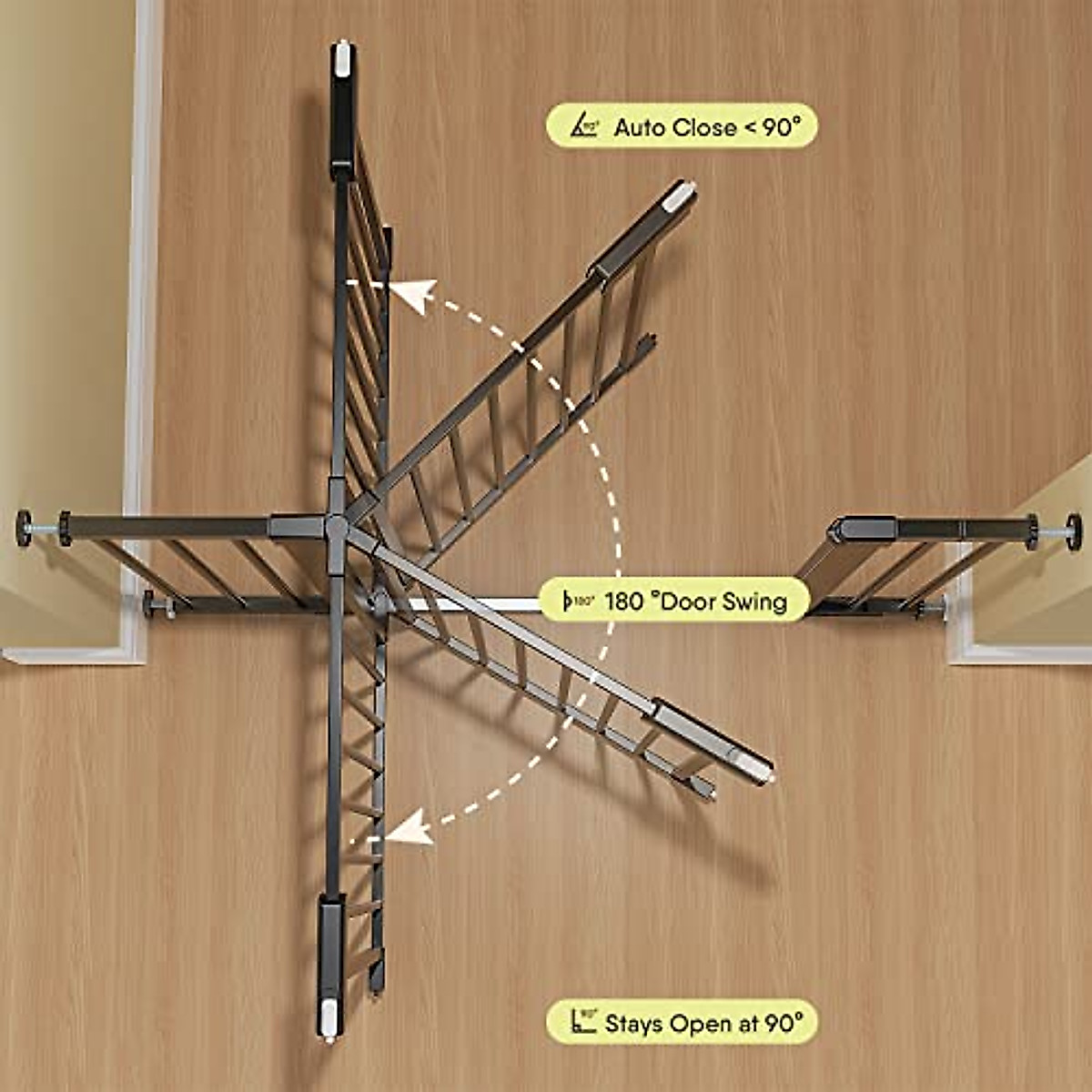 BabyBond 27-43" Easy Install Baby Gate for Stairs, Extra Wide Baby Gates for Doorway, Auto Close Safety Dog Gate, with Extenders and Pressure/Hardware Mounting Kit, Black1