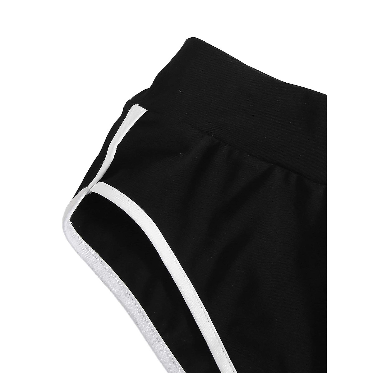 SweatyRocks Women's Sporty Elastic Waist Contrast Binding Booty Workout Biker Shorts Black XL