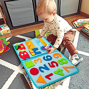 COVTOY Busy Board Montessori for 1-2 Year Old, Developing Fine Motor Skills and Basic Skills, 19-in-1 Educational Sensory Board for Toddler Toys Age 1-2, Birthday Gifts for Kids