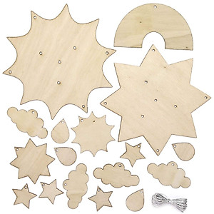 Baker Ross AT753 Rainbow Wooden Mobile Kits - Pack of 2, for Kids Arts and Crafts Projects