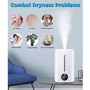 5L Humidifiers for Bedroom, 50H Runtime Humidifier for Large Room, Ultra-Quiet 28dB Cool Mist Air Humidifier for Home Baby Nursery & Plants, Auto Shut-off and BPA-Free for Safety, Easy to Clean