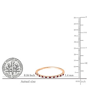 Dazzlingrock Collection Alternate Round Ruby & White Diamond Wedding Stackable Band for Women in 14K Rose Gold, Size 5.5