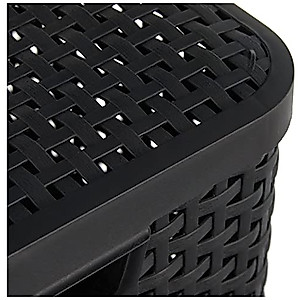 Curver Rattan Style Basket with Lid, Grey, Medium