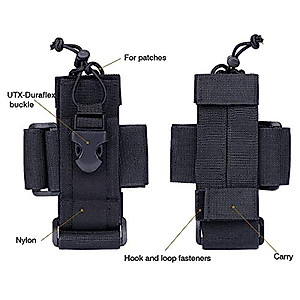 Tactical Radio Holder Radio Case Molle Radio Pouch Military Heavy Duty Radios Holster Bag for Two Ways Walkie Talkie Compatible with Bags/Packs/Duffels by LUITON (Black)