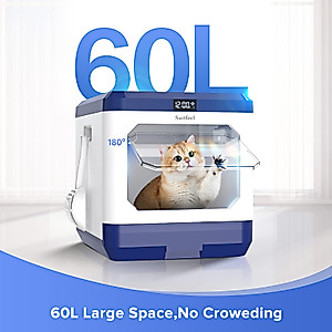 Smart Odor Removal Cat Litter Box, Large Litter Box with Lid for Big Cats,Non Leaking Kitty Litter Box for Multiple Cats, Enclosed Cat Box with Scoop&Mat