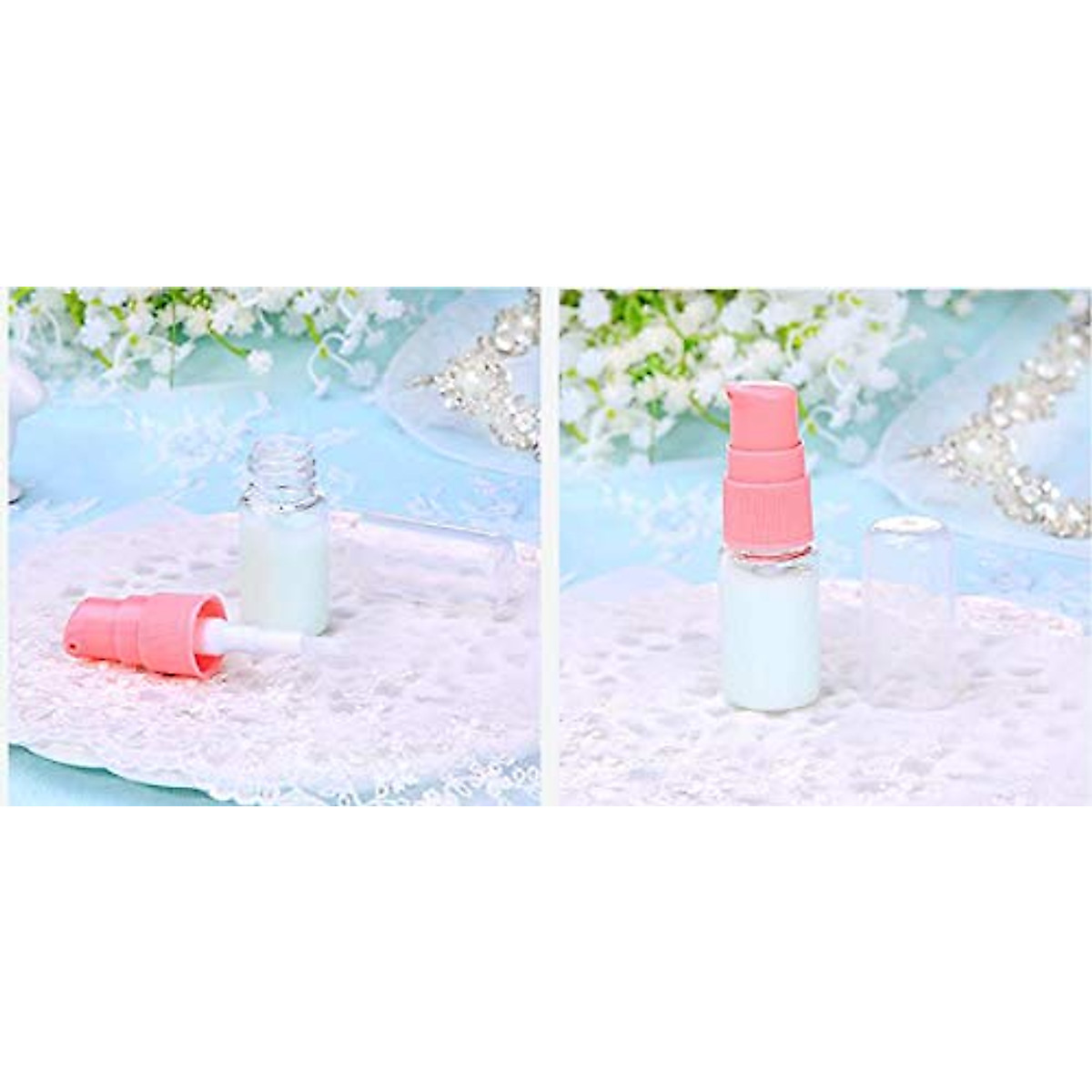 6PCS 10ML 0.34oz BPA Free Brown Empty Portable Pump Press Bottles Jars Pot Container For Makeup Foundations Cosmetic Skin Care Lotion Cream Liquid Essential Oils Serums