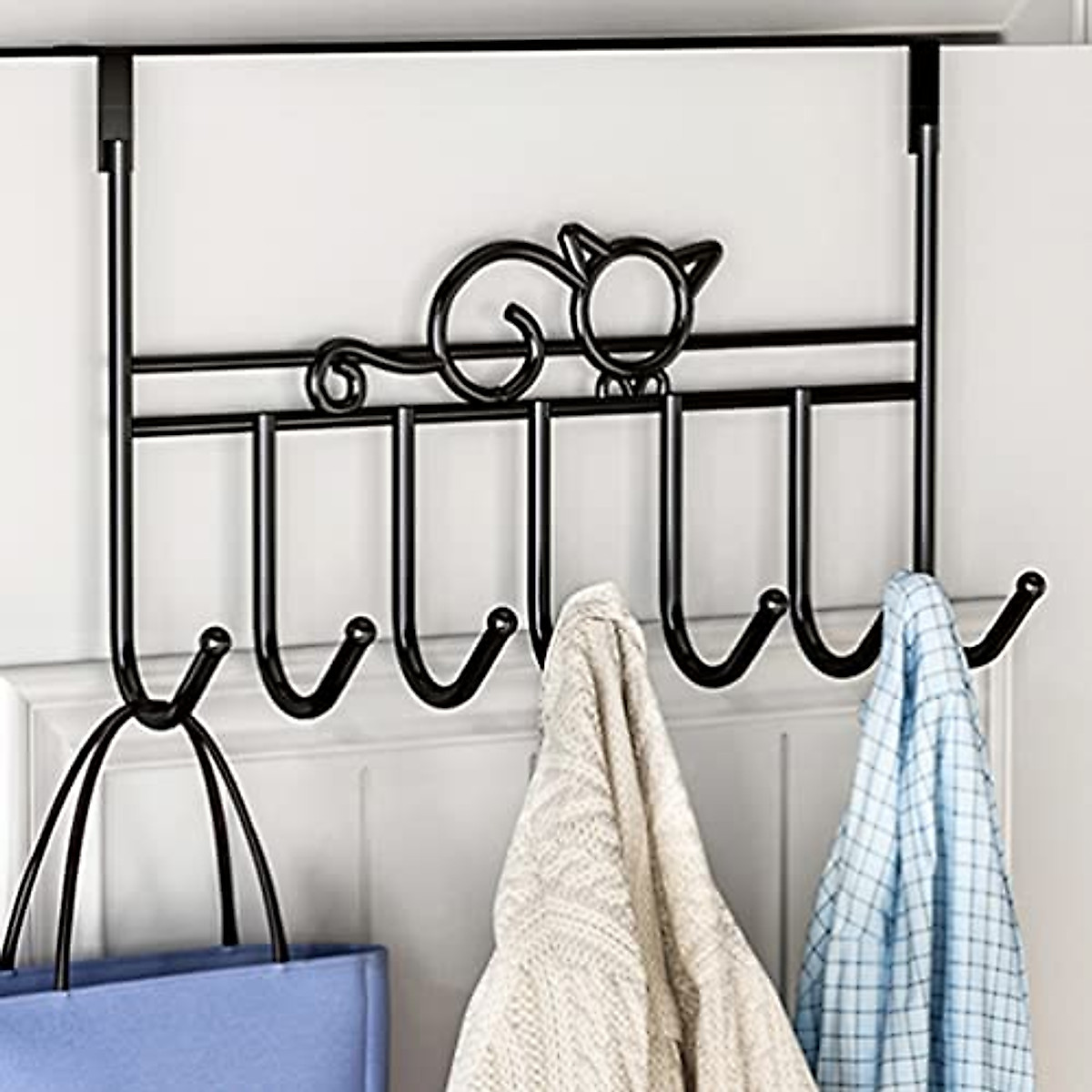 Yardwe Over The Door Hook Hanger Cat 7 Hook Rack Shirt Belt Hat Coat Towel Organizer Iron Hook