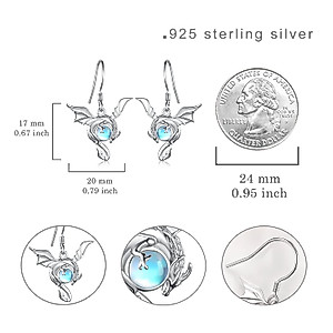 Dragon Earrings for Women Hypoallergenic Dragon Moonstone Drop Earring for Women Mom Jewelry Birthday Gift