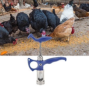 Jeanoko Livestock Syringe Chicken Pox Needle Type 136 5ml Syringe Stainless Steel Chicken Pox Vaccine Syringe Inoculator for Home Farm