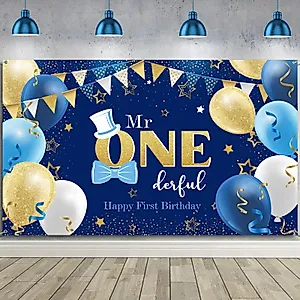 Irenare Boys 1st Birthday Decoration Mr. Onederful Birthday Party Supplies Boy 1st Birthday Backdrop Banner for Baby Toddler Little Man First Birthday Party Decor Photo Prop